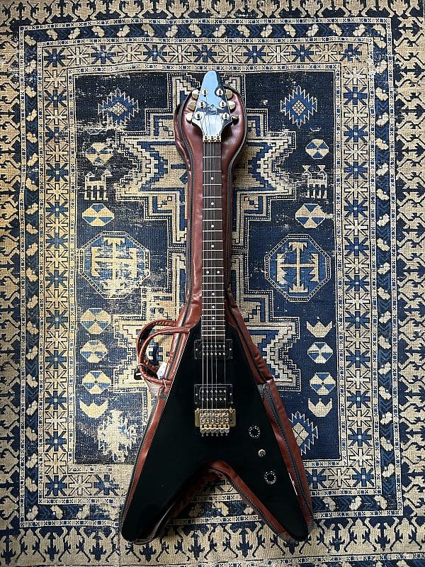 Japanese Flying V Black Set-Neck 1980s | Reverb