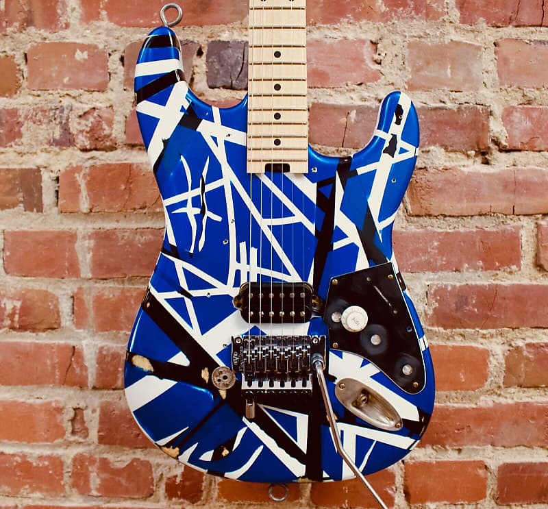 EVH Striped Series Relic'd Blue/Black/White Striped (Custom) | Reverb