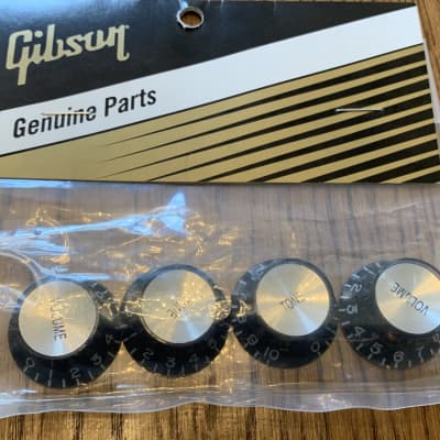 Gibson Top Hat Knobs (4) Black-Silver | Reverb