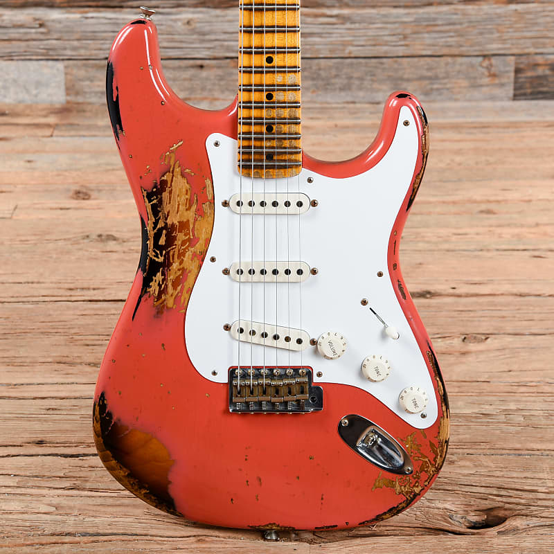 Fender CS 1950s Stratocaster Heavy Relic Fiesta Red Over | Reverb