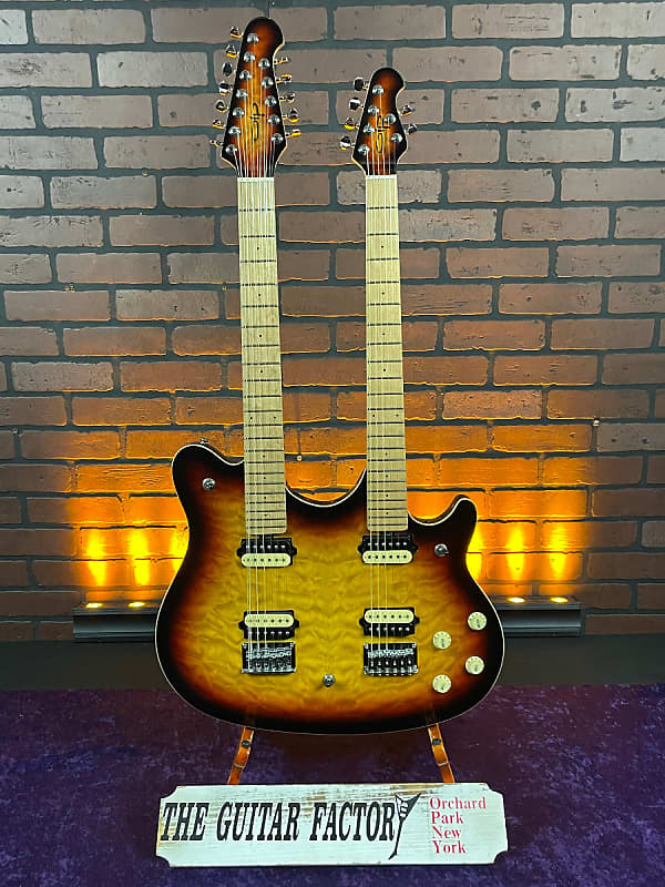 OLP MM1 612 Double Neck Electric Guitar - Tobacco Sunburt - | Reverb
