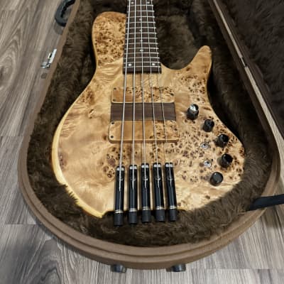 Camazon Explorer 2022 - Poplar Burl Headless 5 String Bass | Reverb