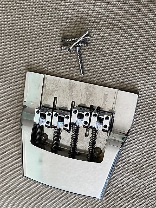 Hipshot Rickenbacker 4 string replacement bridge - Chrome | Reverb