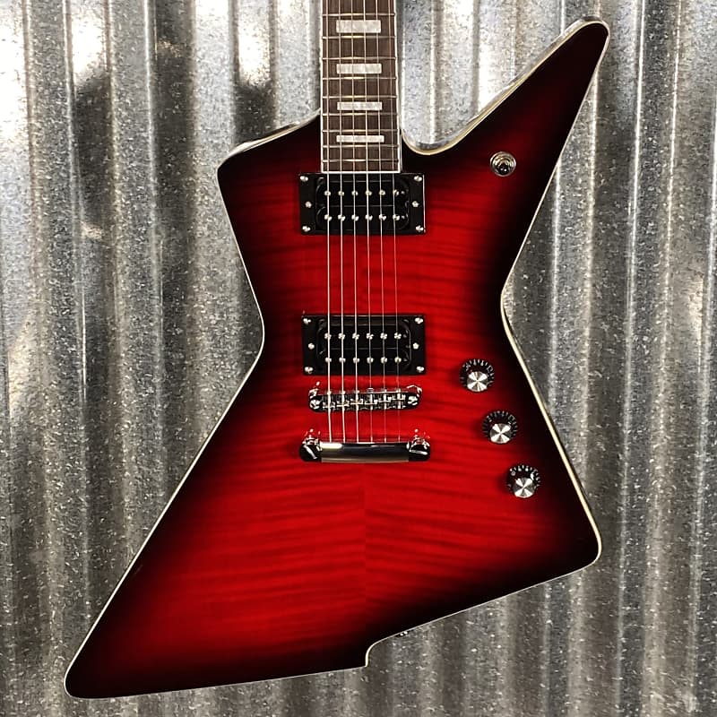 Westcreek Revenge Explorer Flame Transparent Red Burst Guitar | Reverb