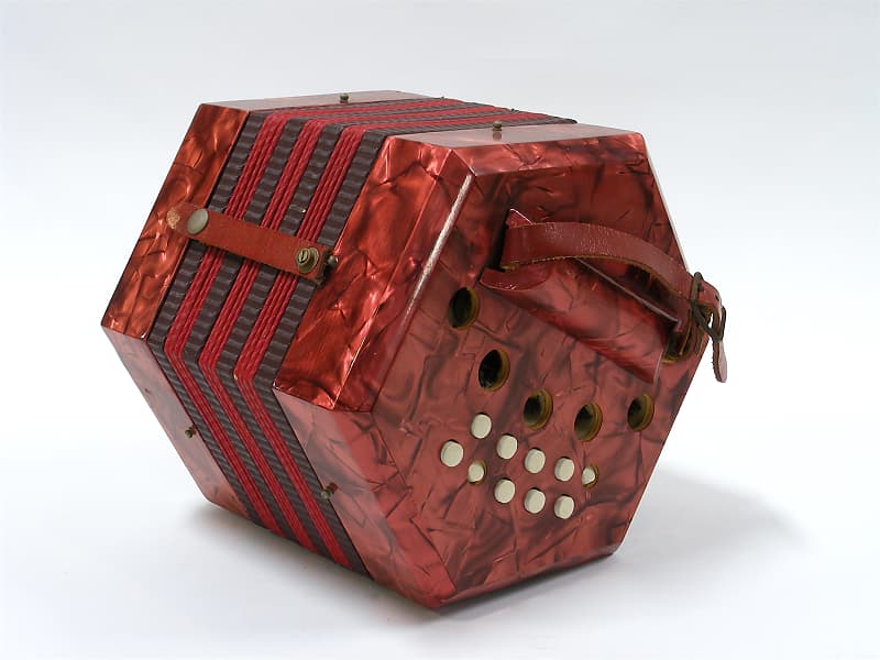 Red Marbleized 1960's Concertina for Parts/Restoration | Reverb