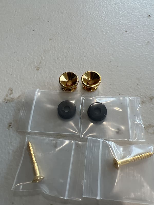 AllParts Stratocaster Gold strap buttons, cushions and | Reverb
