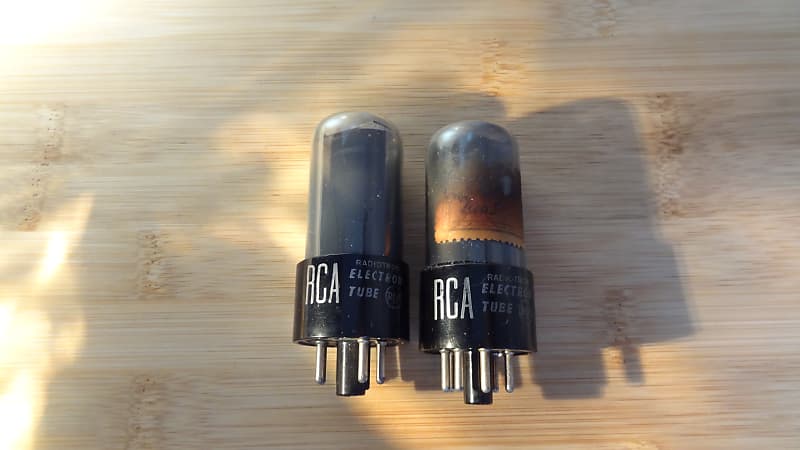 50's RCA 6V6GT 6V6 GT black plate matched pair Fender | Reverb UK