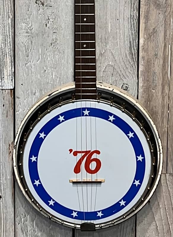 1976 Bicentennial Harmony 5 String Banjo, Great Paint | Reverb