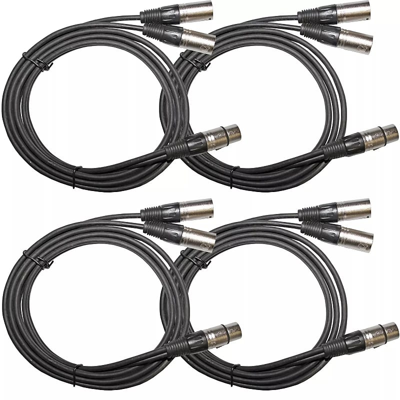 4 Pack 6 foot 3 pin XLR mic cable snake cord splitter 1 | Reverb