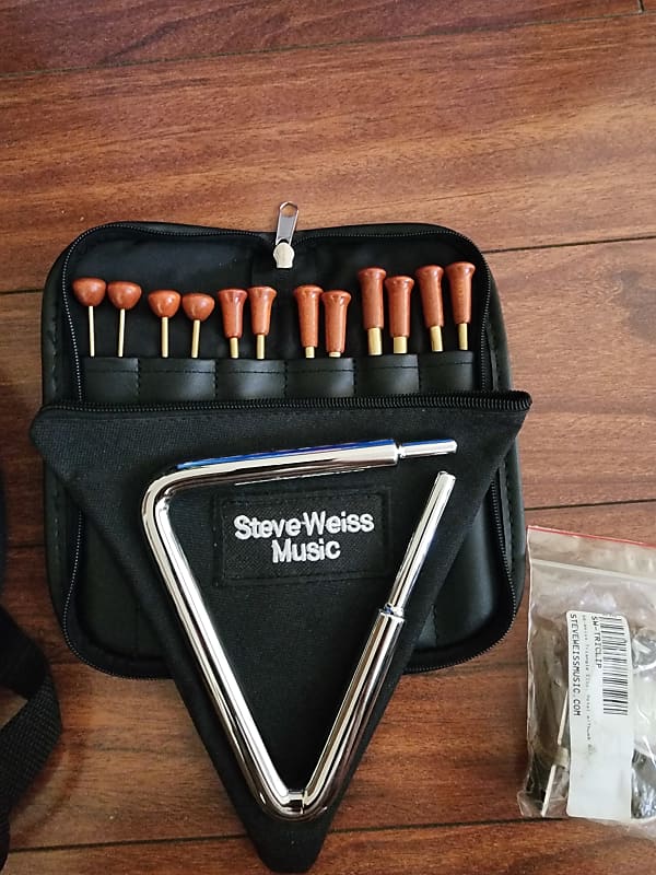 Alan Abel Triangle with Bag, and full set of Triangle Beaters | Reverb