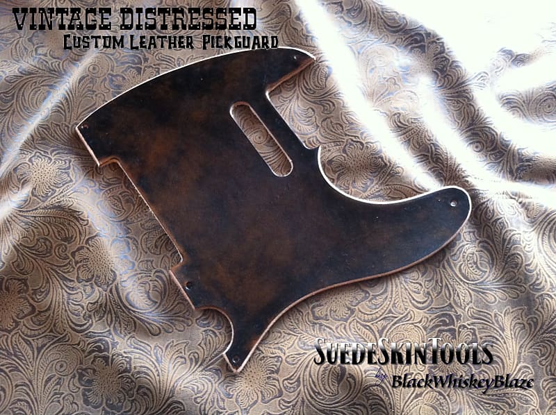 Custom Tooled Leather Alt. Distressed Brown Pickguard ft | Reverb