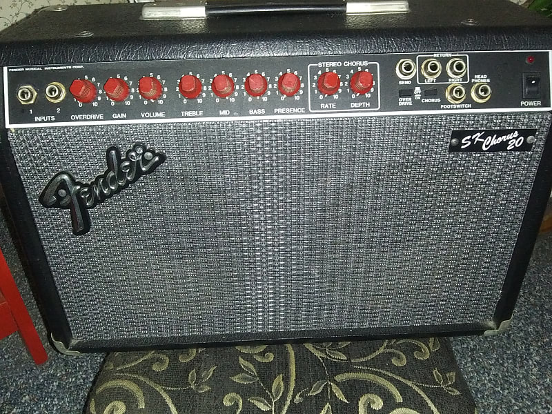 Fender Sidekick sk20 chorus (red knobs) 1980s Blk and silver | Reverb