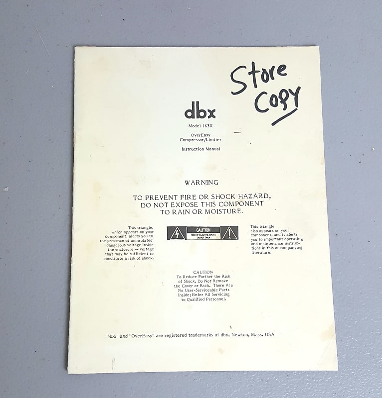 DBX 163X Compressor/Limiter - Original Owner's Manual! | Reverb