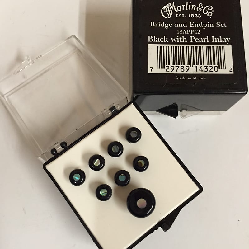 Martin Bridge and Endpin Set Black with Pearl Inlay 2022 | Reverb