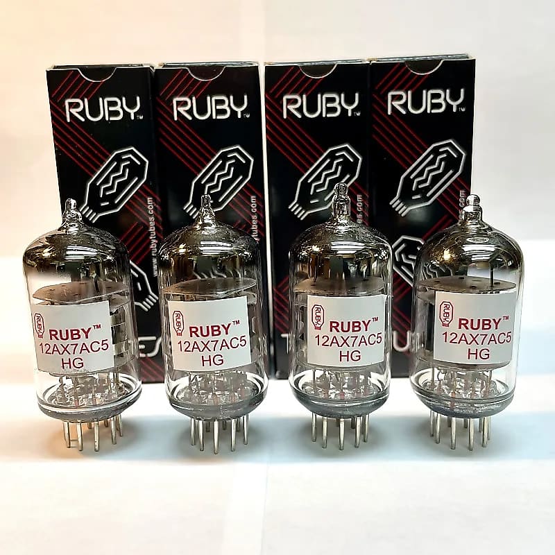Ruby 4 Pack 12AX7AC5 HG Preamp Tubes | Reverb