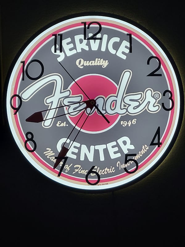 Fender Guitars Dealer Style Light Up Clock Killer Cool Man | Reverb
