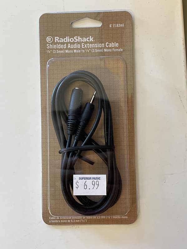 Radio Shack Shielded 1/8” mono male to Female 6 FT. | Reverb