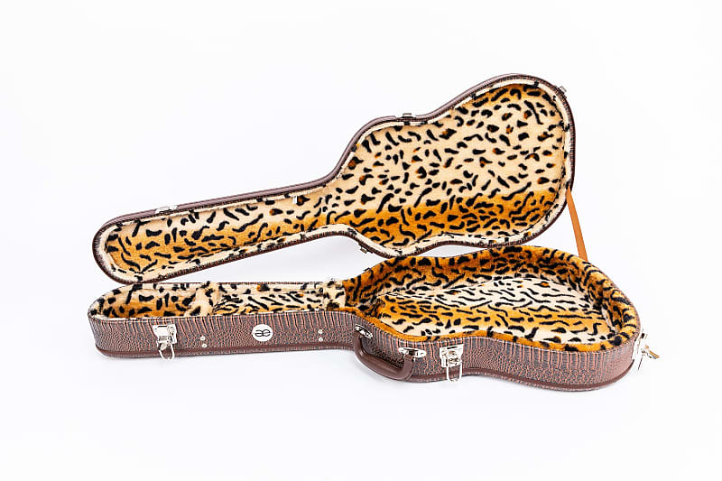 AE Guitars Hardshell Guitar Case Brown Leather with Leopard | Reverb