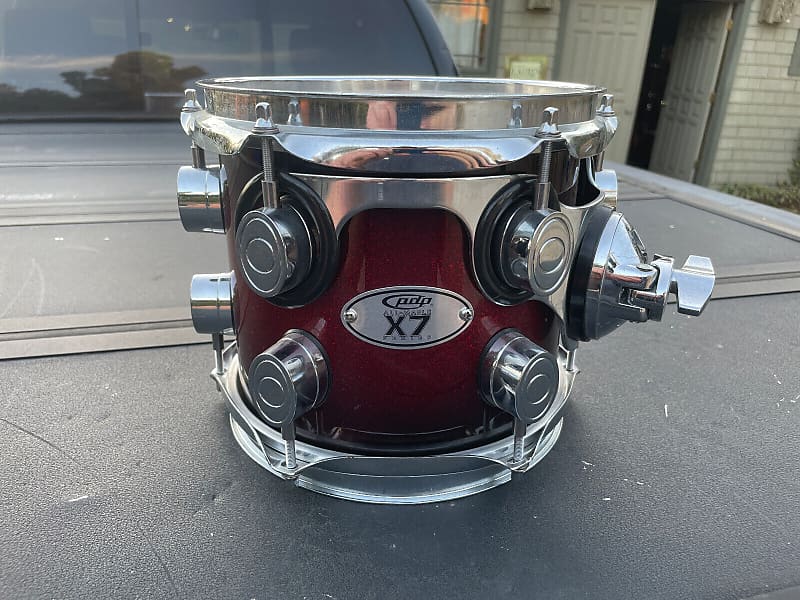 PDP by DW X7 Series Red To Black SPARKLE FADE 8x7 tom Drum | Reverb