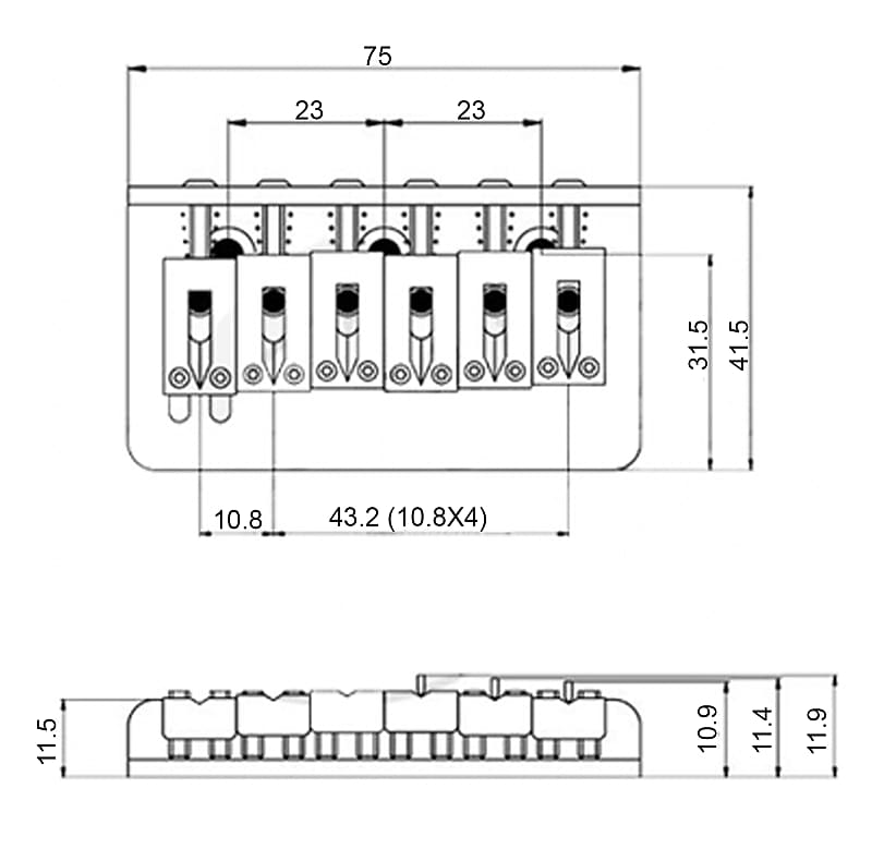 Hardtail Through-Body Guitar Bridge/Modern Saddles BN015 | Reverb UK