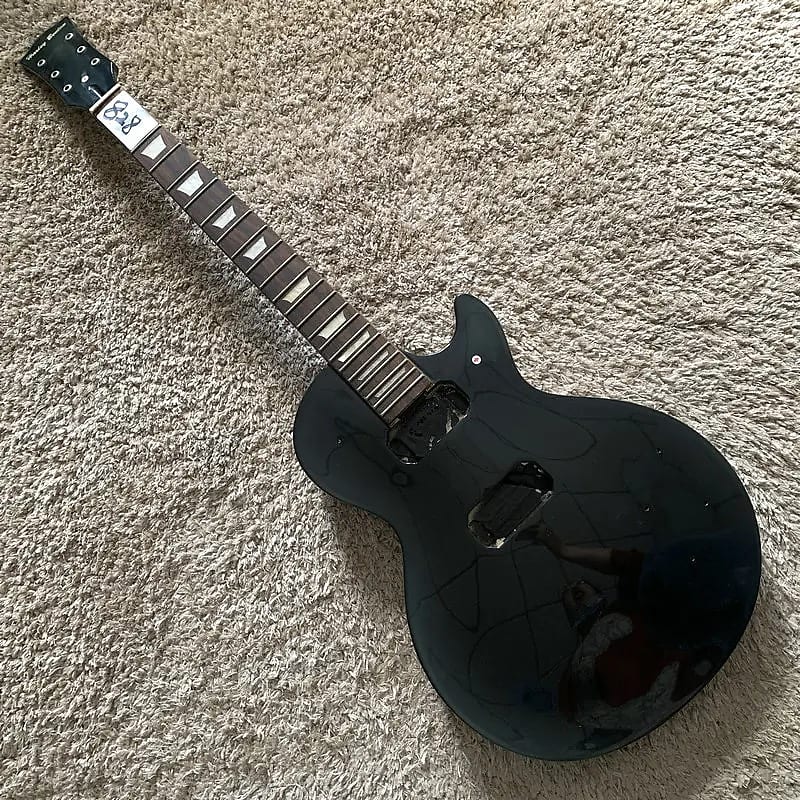 Glossy Black Les Paul LP Style Guitar Body with Maple Neck, | Reverb