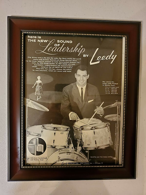 1958 Leedy Drums Promotional Ad Framed Ray Mosca Original | Reverb