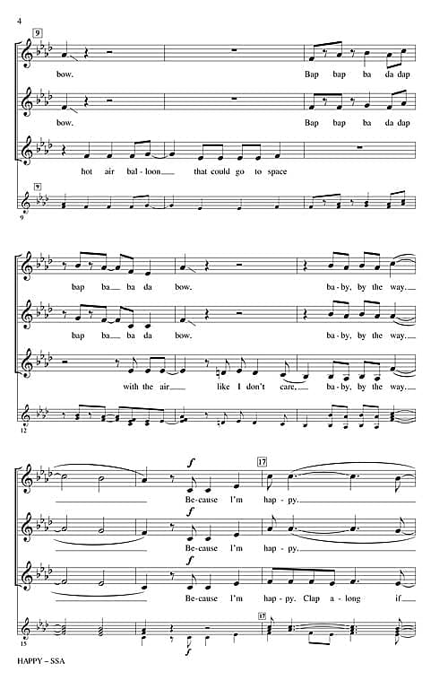 Happy Pop Choral Series Ssa A Cappella Pharrell | Reverb