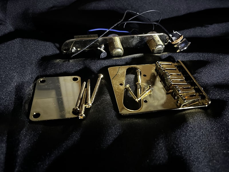 Gold Gotoh modern Tele bridge (with unbranded control panel, | Reverb