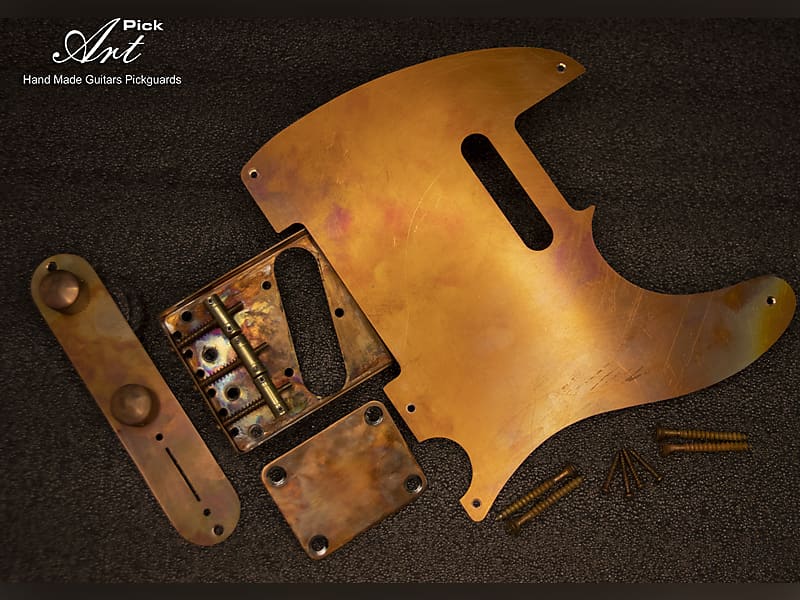 Copper Telecaster Pickguard SET-of-6 + Control Plate + Copper | Reverb
