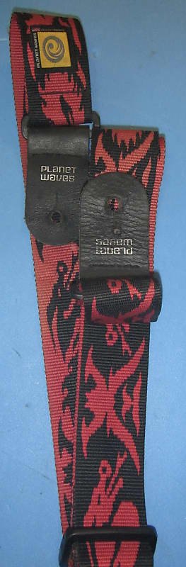 Planet Waves Guitar Strap 2000's - Red/Black nylon/ leather | Reverb