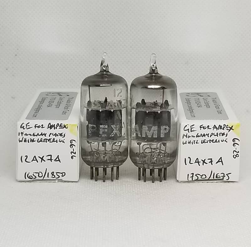 GE Made For Ampex 12AX7A Gray Plate Well Matched Pair NOS | Reverb