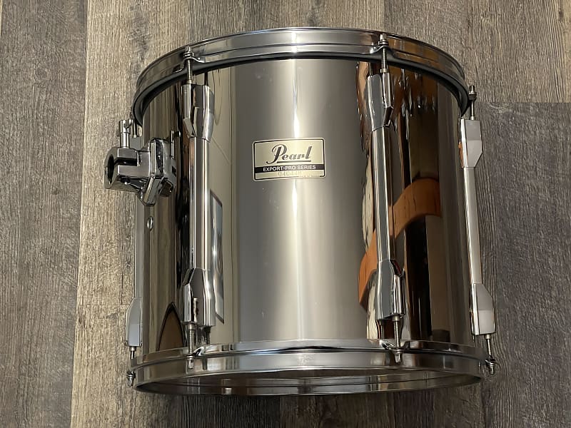 1980's Pearl Export Pro 14" Mirror Chrome Rack Tom 12x14 | Reverb