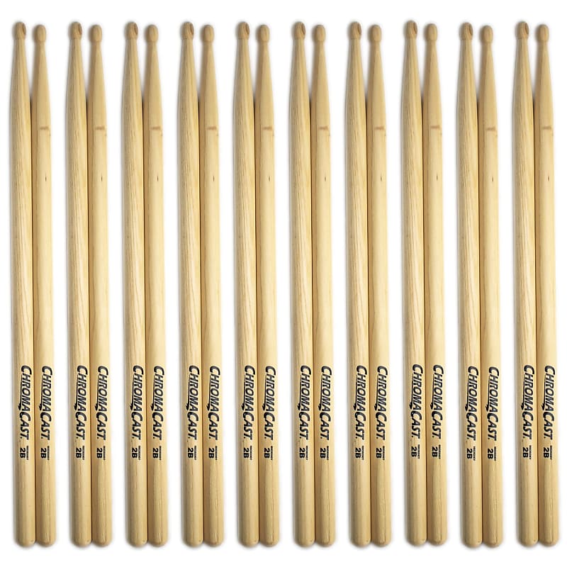ChromaCast 2B USA Made Hickory Drumsticks 10 Pair - Wood | Reverb