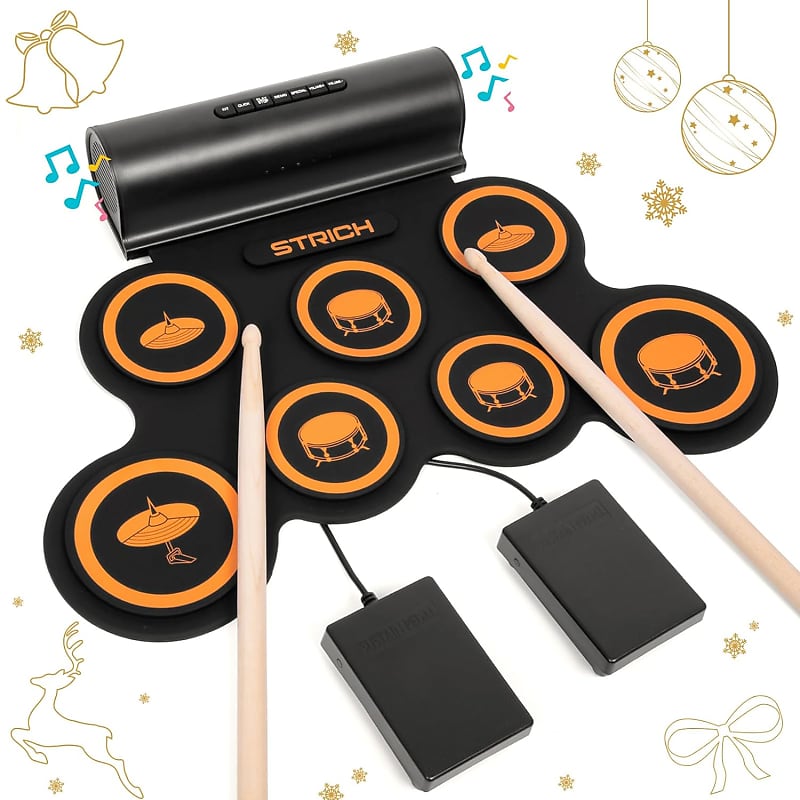 Electronic Drum Set 7 Pads, Electric Drum Roll-Up Practice | Reverb