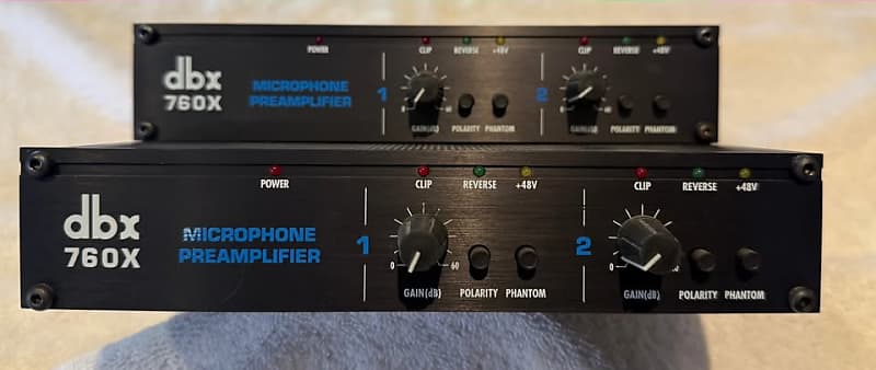 TWO (2) DBX 760x dual Microphone preamps with accessories | Reverb