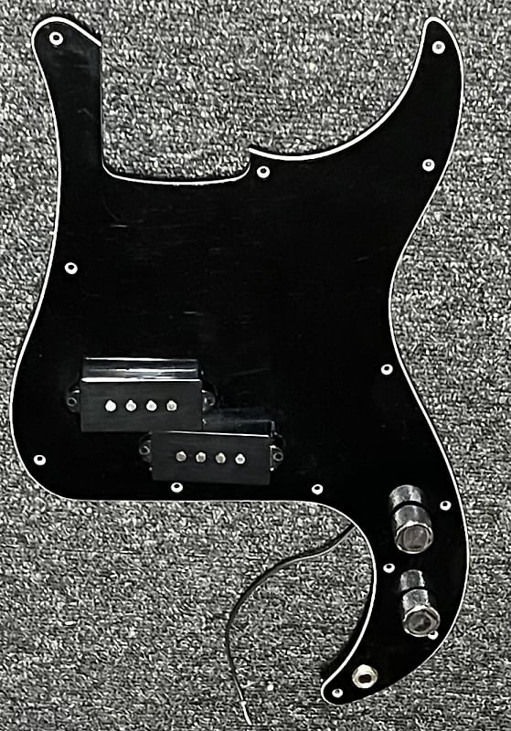 Fender Precision bass pickguard Black prewired with pickups | Reverb