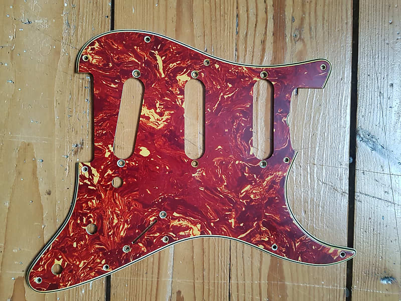 Fender Pickguard Stratocaster 1962 11 holes - Red tortoise | Reverb