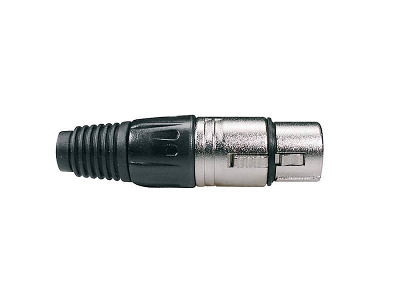 Xlr plug, female, 3-pole, black cable cap, nickel | Reverb
