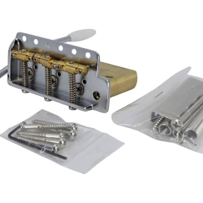 Strat/Tele - Trem Bridge w/ 1/4" Brass Saddles - Satin Chrome | Reverb