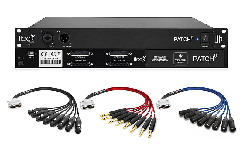 Flock Audio PATCH LT Patchbay | 4 Custom 3ft. Mogami DB25 | Reverb