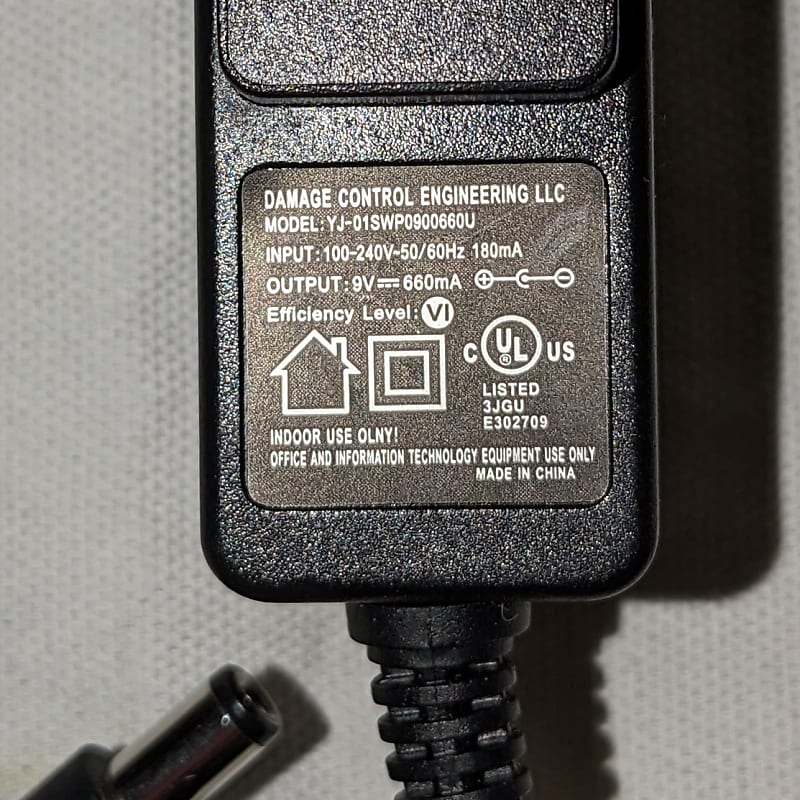 Damage Control 9V Power Adapter YJ-01SWP0900660U | Reverb
