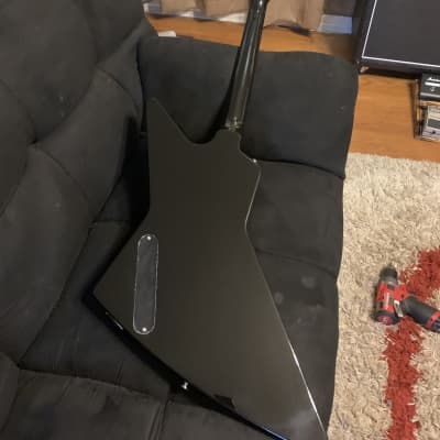 Chibson Explorer Flying V Copy - Black - White | Reverb