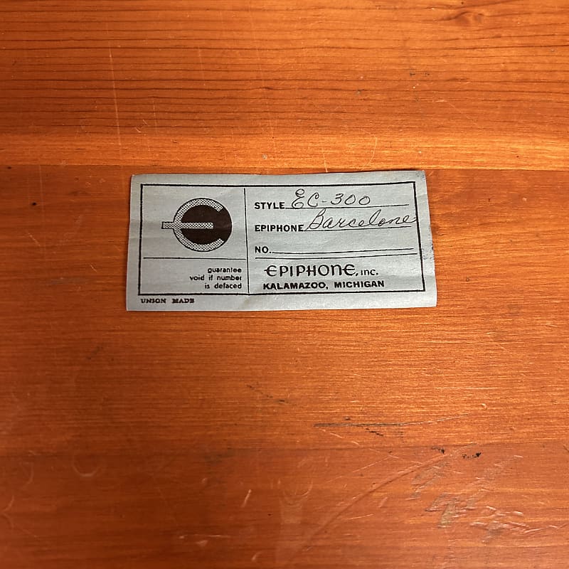 1960's Epiphone EC-300 Barcelona Blue Soundhole Label N.O.S. | Reverb