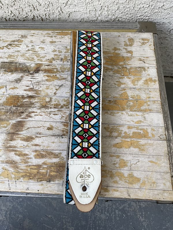 Vintage ACE Stained Glass Guitar Strap Led Zeppelin Hendrix | Reverb