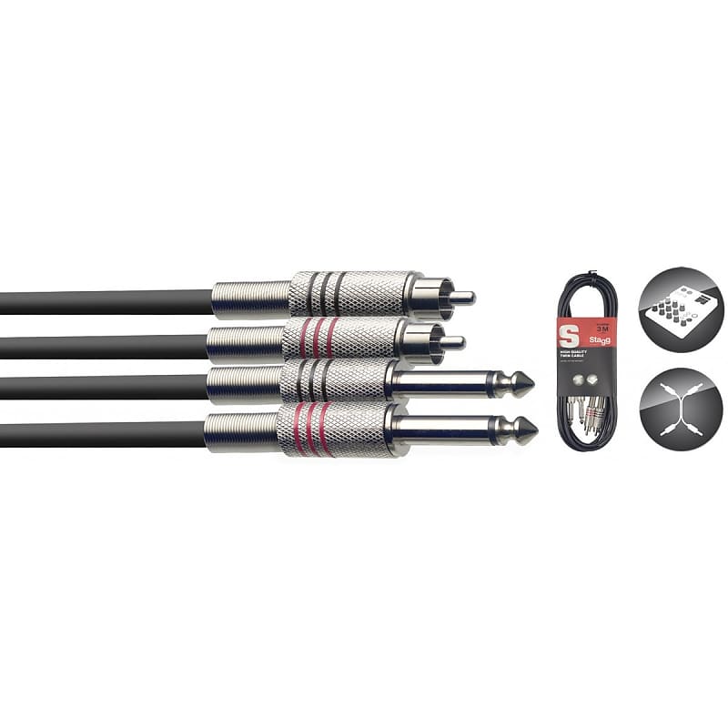 Stagg S-Series 2 x Male RCA - 2 x Jack Cable - 3M | Reverb