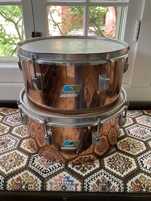 Vintage 1960s Ludwig Model 2351 Copper 13" & 14" Timbales | Reverb