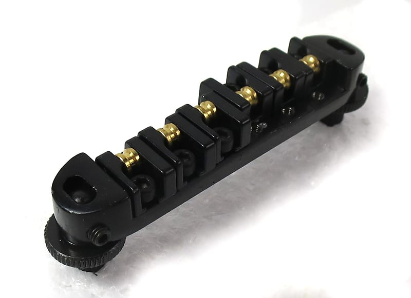 Locking Roller Saddle Bridge Black/Brass Modern Bushing | Reverb