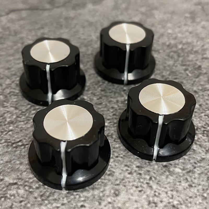 4x Black Guitar Pedal Fluted Skirt Control Knob Pointer Knobs | Reverb