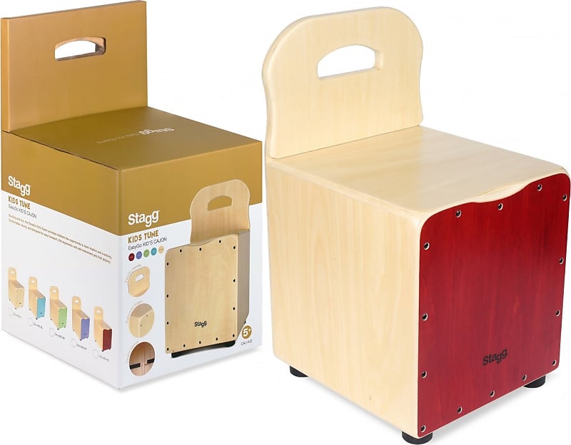 Basswood kid's cajón with EasyGo backrest, red front board | Reverb