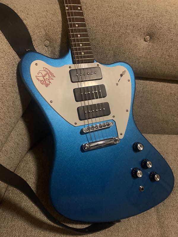 2000s Unbranded Non-Reverse Firebird III Style Guitar - Teal | Reverb